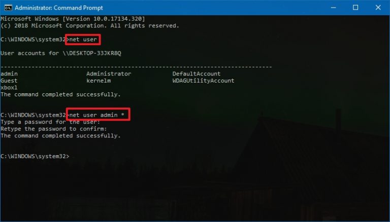 Change password cmd windows 10 