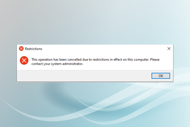 Как исправить ошибку операция была отменена из за ограничений в Windows 11